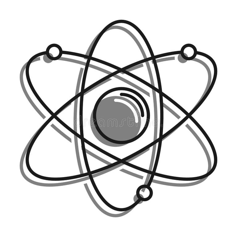 Atom Icon. Electrons Revolve Around Proton in Orbits. School Education ...