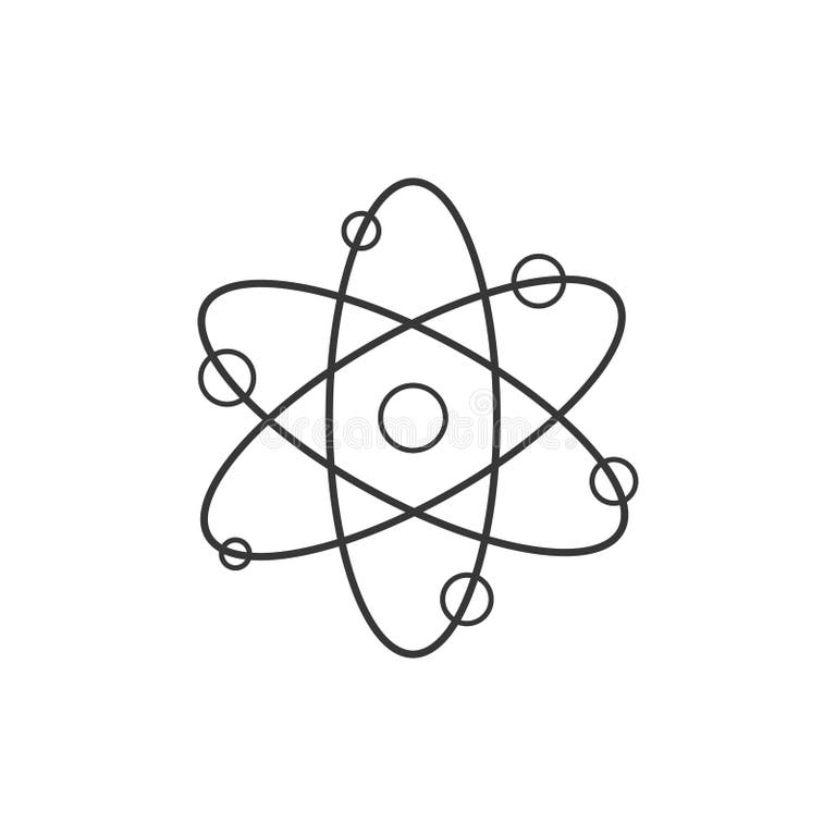 Atom Icon in Flat Design. Gray Molecule Symbol or Atom Symbol Isolated ...