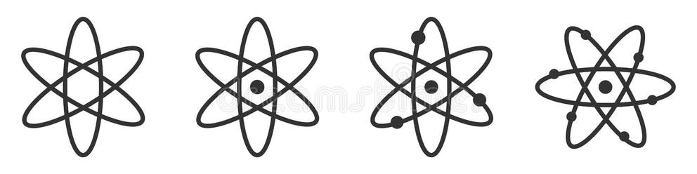 Atom Icon in Flat Design. Set Gray Molecule Symbol or Atom Symbol ...