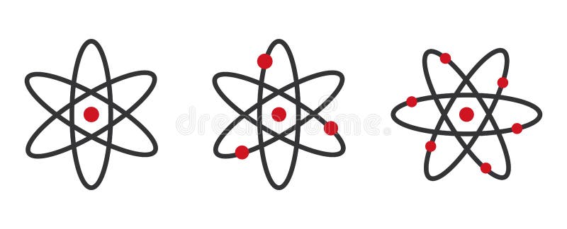 Atom Icon in Flat Design. Set Gray Molecule Symbol or Atom Symbol ...