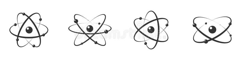 Atom Icon in Flat Design. Set Gray Molecule Symbol or Atom Symbol ...