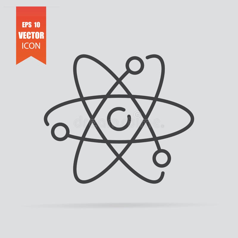 Atom Icon in Flat Style Isolated on Grey Background Stock Vector ...