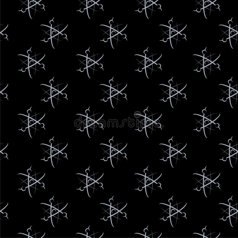 Atom Icon Logo Seamless Pattern Isolated on Black Background Stock ...