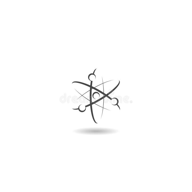 Atom icon logo with shadow stock vector. Illustration of core - 304920361