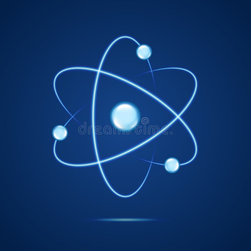 Atom Icon Isolated on Transparent Background. Fusion Orbit Spin. Neon ...