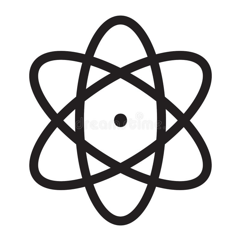 Atom Icon in Outline Style on White Background. Stock Vector ...