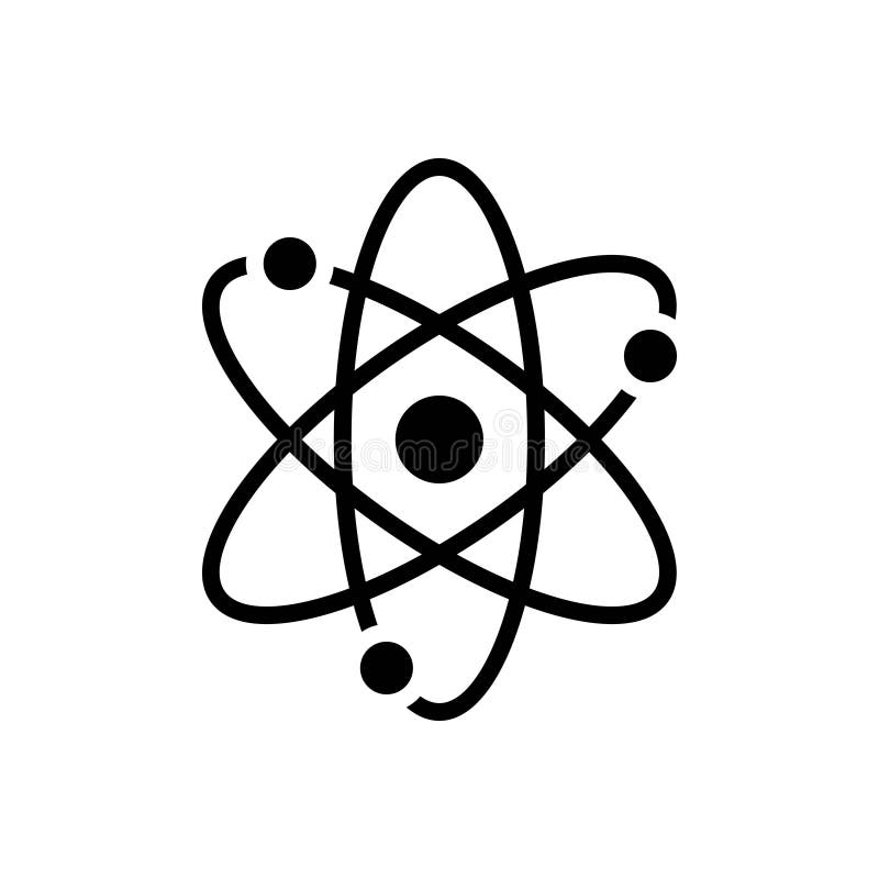 Black Solid Icon for Atom, Particle and Molecule Stock Illustration ...