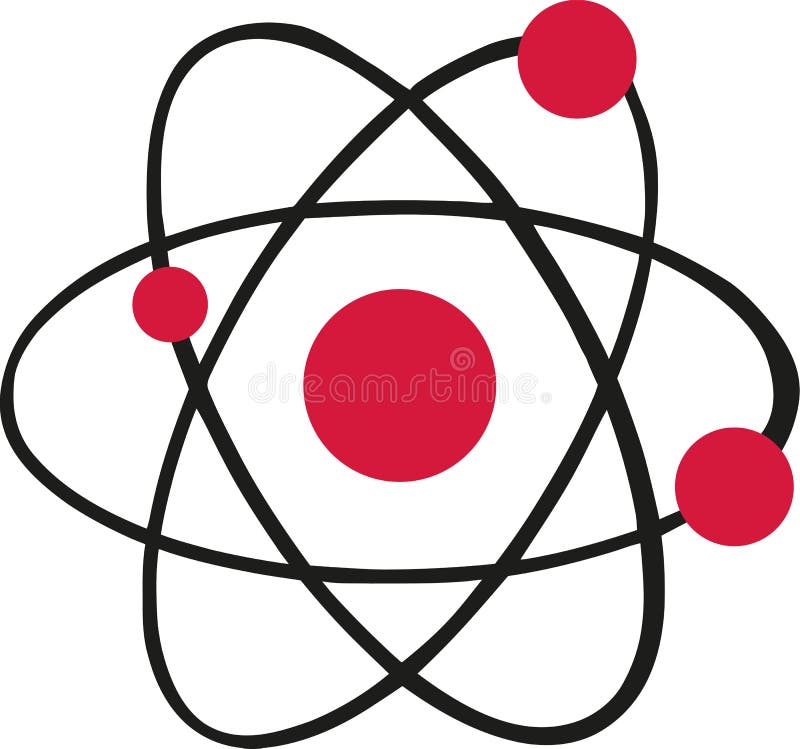 Atom icon with red atoms stock vector. Illustration of molecule - 107092940