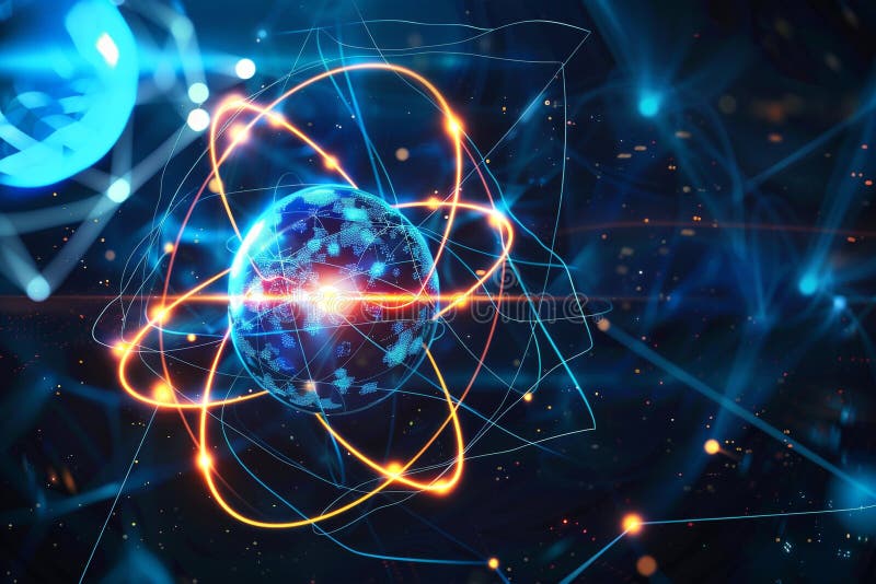 Atom Icon for Science and Chemistry Education Concept Futuristic ...