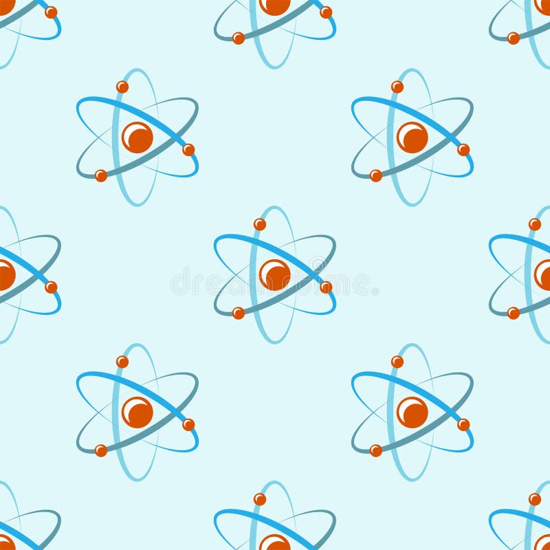 Atom Icon Seamless Pattern Background Vector Illustration Connection ...