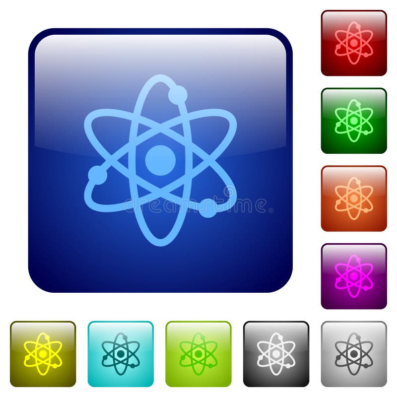 Atom color square buttons stock vector. Illustration of color - 189405498