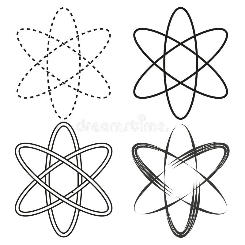 Atom Icons Set. Atomic Structure Symbols. Science and Energy Graphics ...