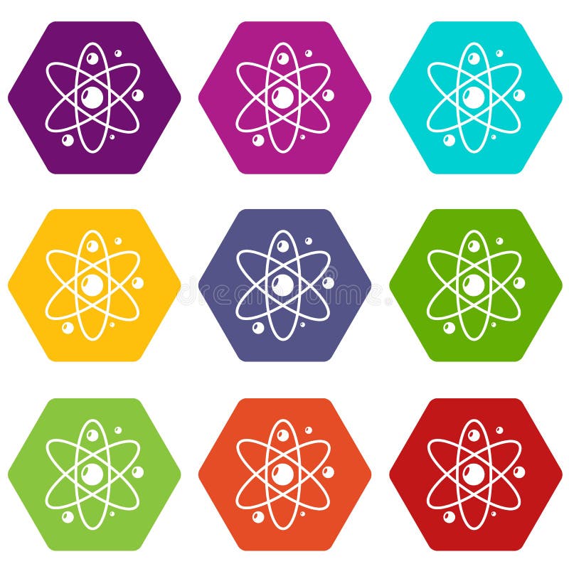 Atom icons 9 set stock vector. Illustration of connect - 96144596