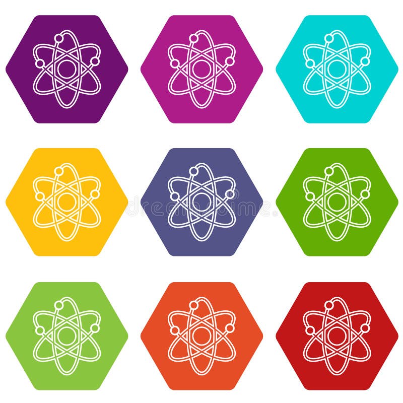 Atom icons set 9 vector stock vector. Illustration of micro - 116501650