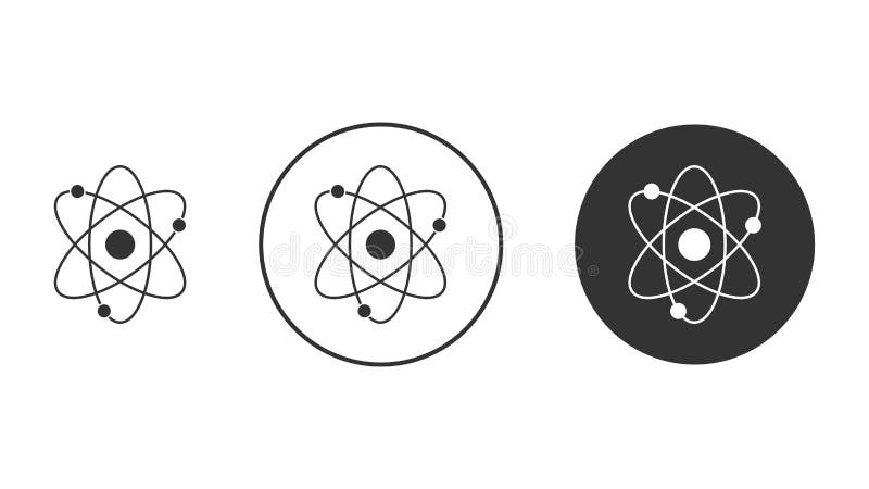 Atom Icons Set Isolated on White Background. Structure of the Nucleus of the Atom Stock ...
