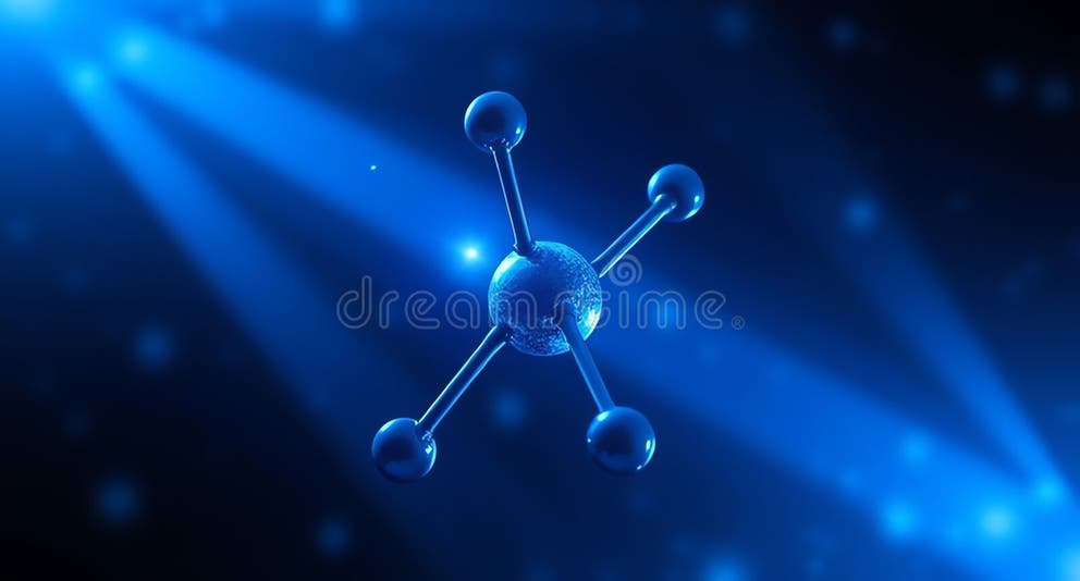Atom Illustration with Dark Blue Background Stock Photo - Image of atom ...