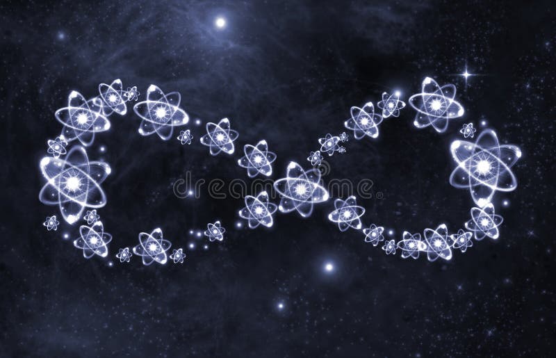Atom Infinity Symbol stock illustration. Illustration of particle ...