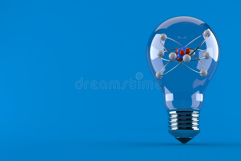 Atom inside light bulb stock illustration. Illustration of atomic ...