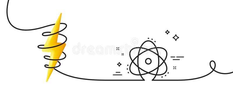 Atom Line Icon. Energy Sign. Chemical Element. Continuous Line with ...