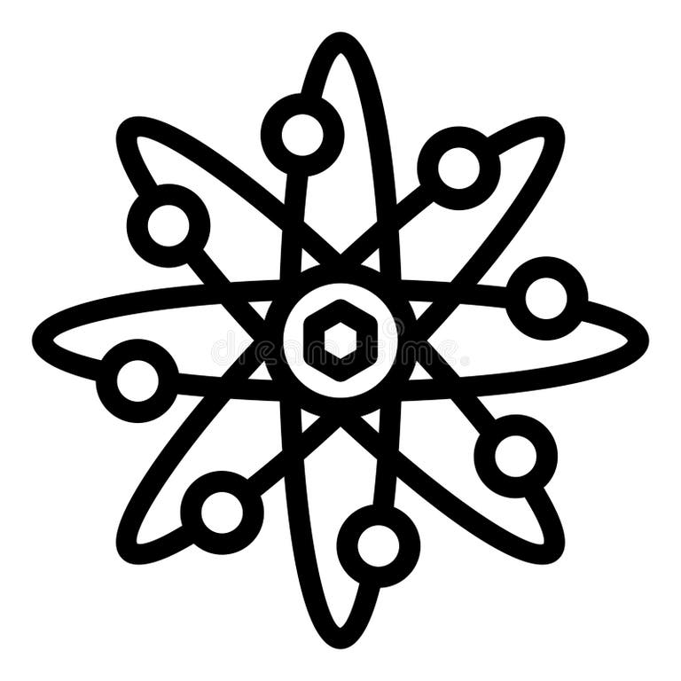 Atom Line Icon, Physics Science Concept. Vector Graphics Stock Vector ...