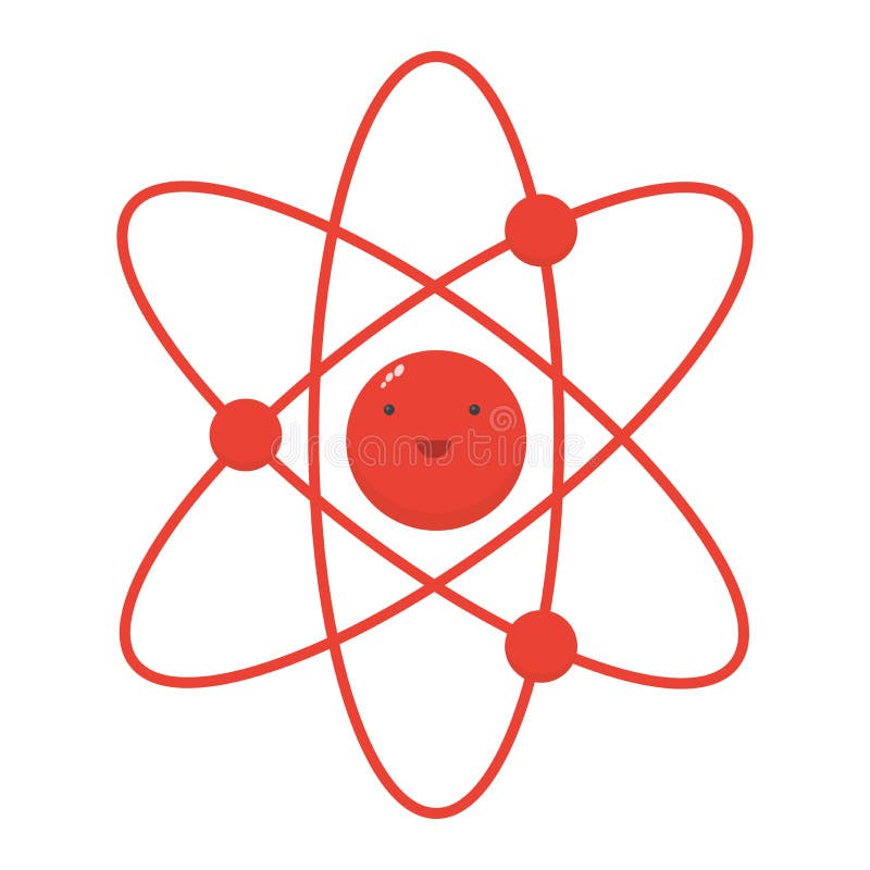 Atom is a Little Cute Character, Cute Molecule Flat Icon Stock ...