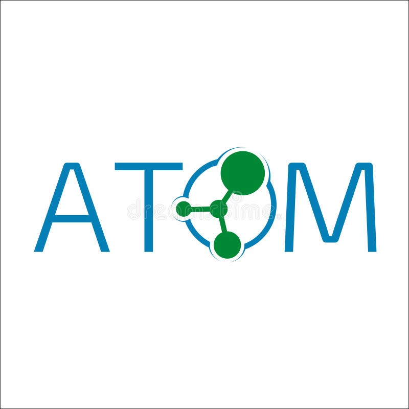 Atom Logo. Science Sign. Nuclear Icon. Electrons and Protons. Isolated ...
