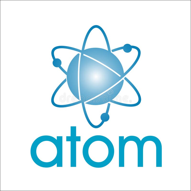 Atom Logo. Science Sign. Nuclear Icon. Electrons and Protons. Isolated ...