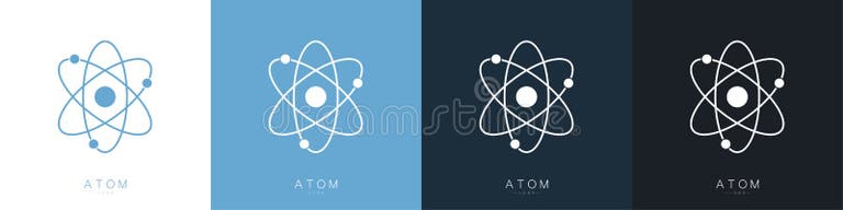 Atom Logos Set Isolated on White Background. Structure of the Nucleus ...