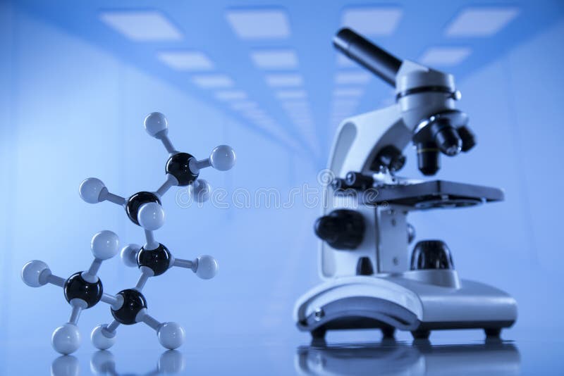 Atom, Microscope, Laboratory Background Stock Photo - Image of ...