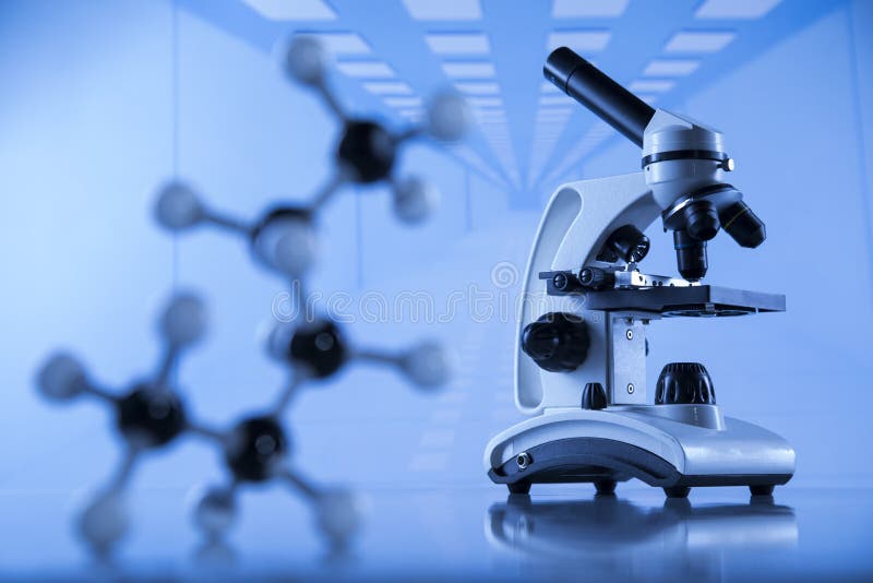 Atom, Microscope, Laboratory Background Stock Photo - Image of pharmacy ...