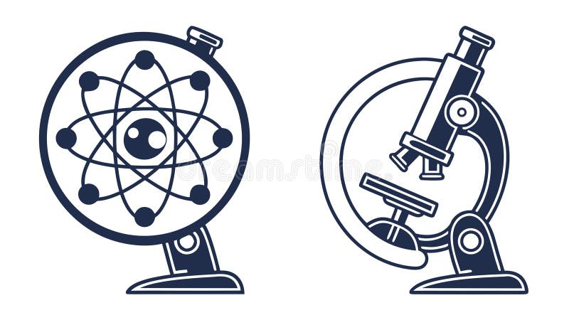 Atom Microscope Outline, Science Research Vector, Vector Design Generative AI Stock Vector ...