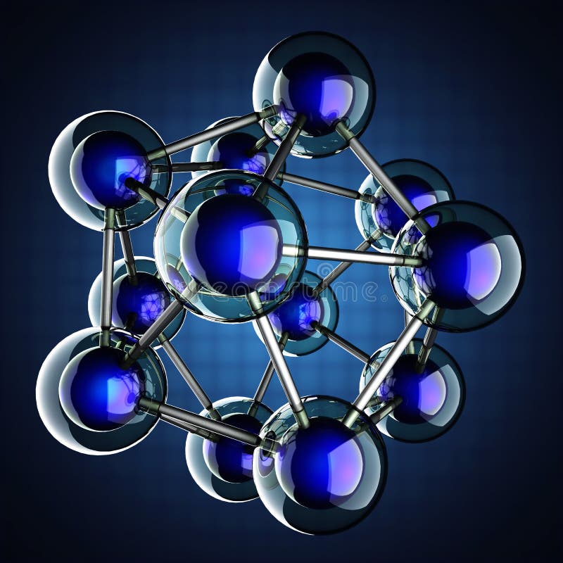 Atom Model on Blue Background Stock Illustration - Illustration of ...