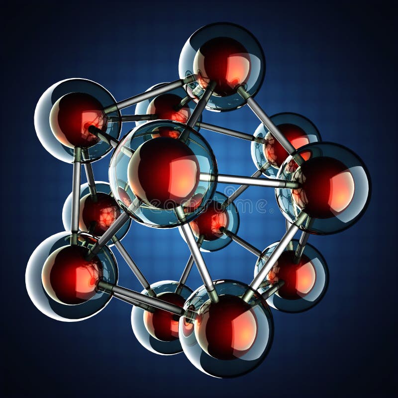Atom Model on Blue Background Stock Illustration - Illustration of ...