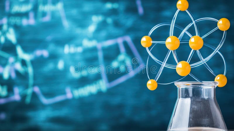 Atom Model with Chalkboard Formulas in Science Education Concept Stock ...