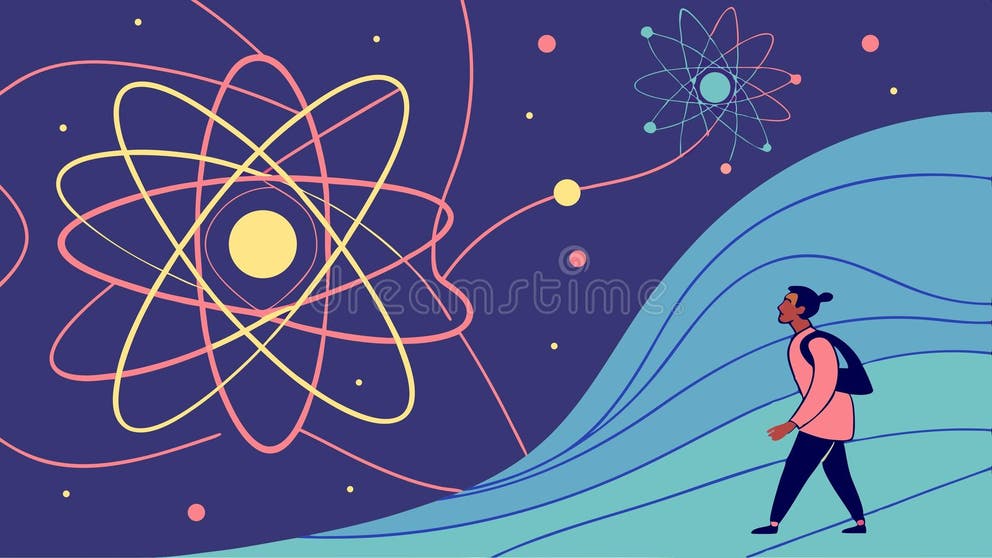 Atom Model with Electron Orbits, Science and Physics. Vector Design ...