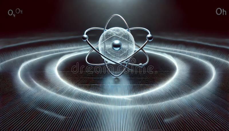 Atom Model Emitting Energy Waves, Scientific Visualization Stock ...