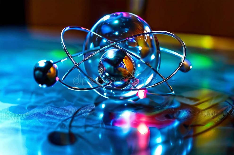Atom Model Hologram D Representation of an Atom with Orbiting El Stock ...
