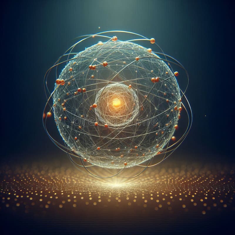 Atom Model Hologram D Representation of an Atom with Orbiting El Stock ...