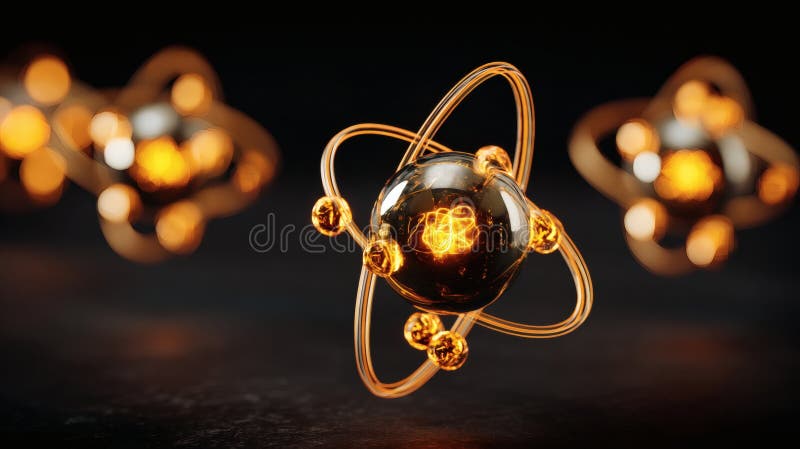 Atom Model Illustration with Glowing Core Stock Photo - Image of ...