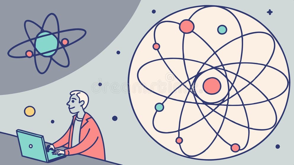 Atom Model Illustration, Science and Physics Concept Vector Design ...