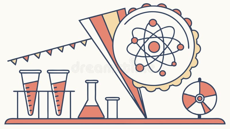 Atom Model with Lab Flasks, Scientific Experiment, Chemical Research ...
