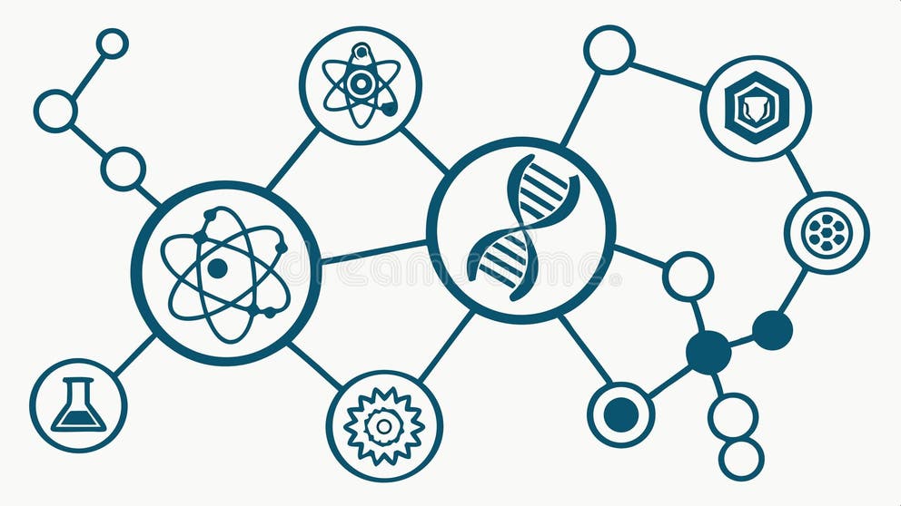 Atom Model Network, Quantum Physics, Nuclear Science Research Vector ...