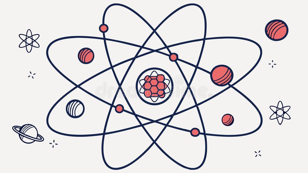 Atom Model with Planets Science Astronomy Concept, Vector Design ...
