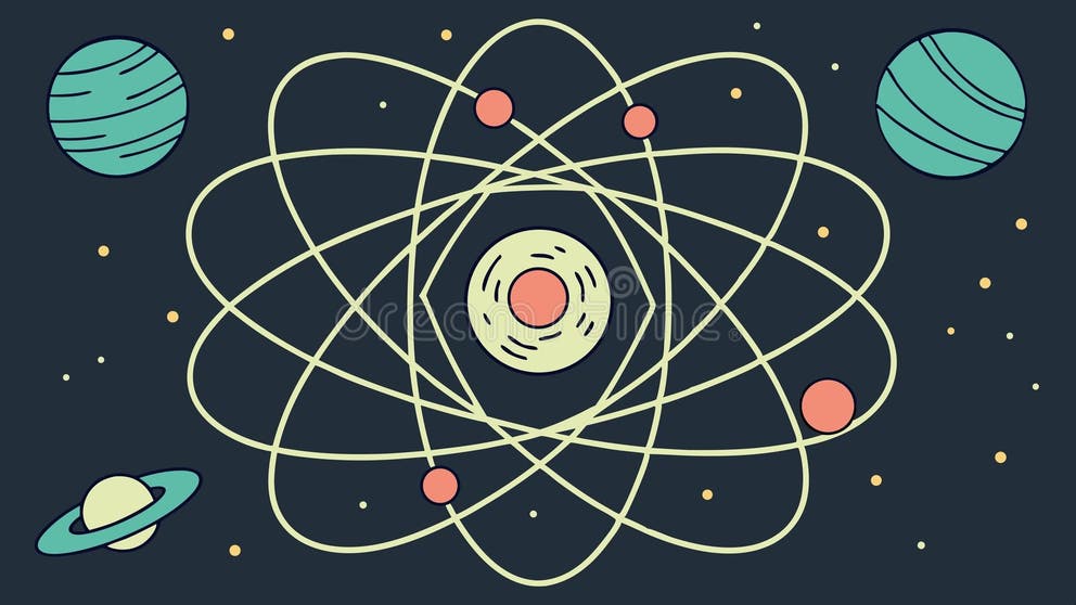 Atom Model Planets, Science Cosmos Vector Design Generative AI Stock ...