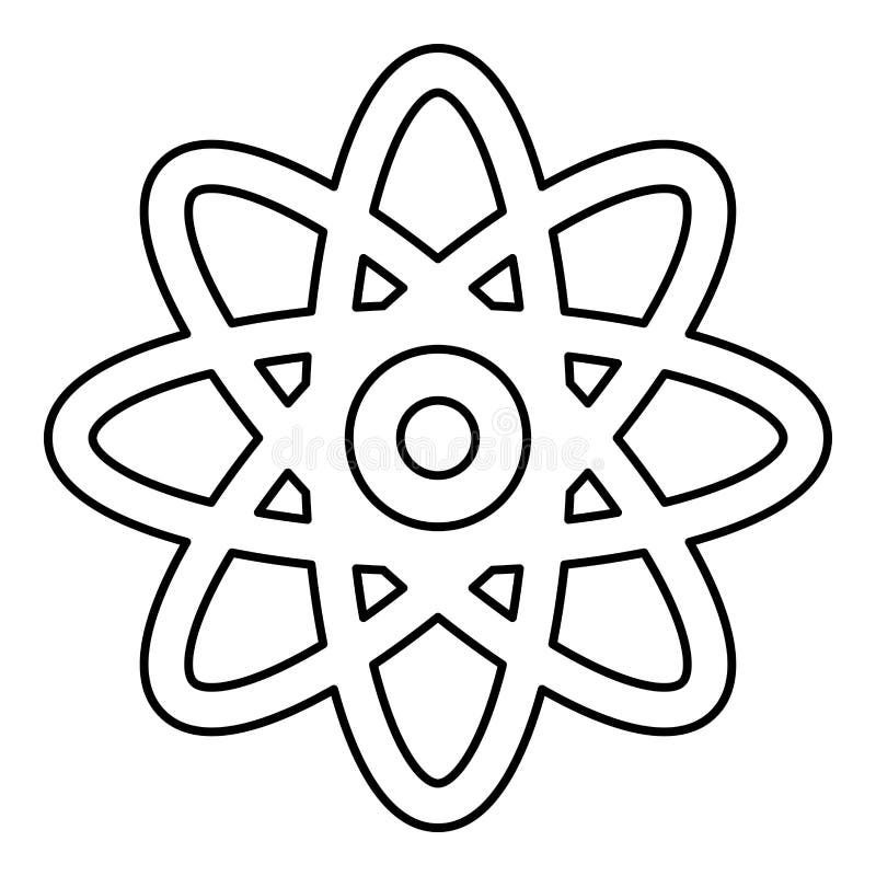 Atom Molecular Sign Contour Outline Icon Black Color Vector ...