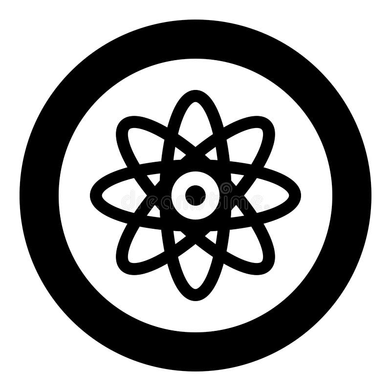 Atom Molecular Sign Icon in Circle Round Black Color Vector ...