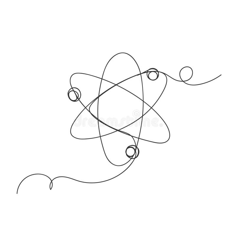 Atom or Molecular Sign Symbol Continuous One Line Art Isolated Stock ...