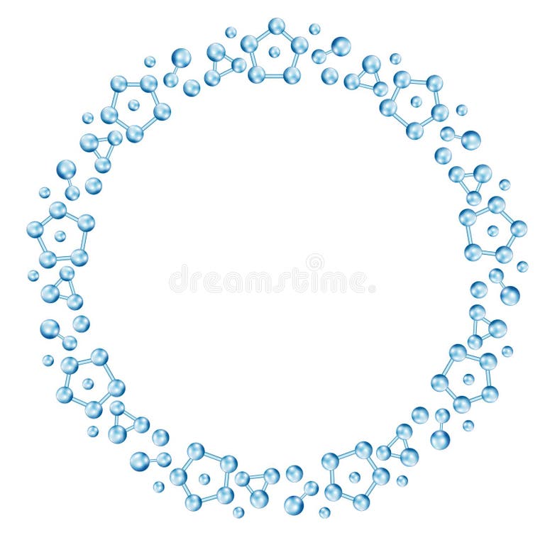 Atom and Molecule Art Drawn Round Frame Stock Vector - Illustration of ...