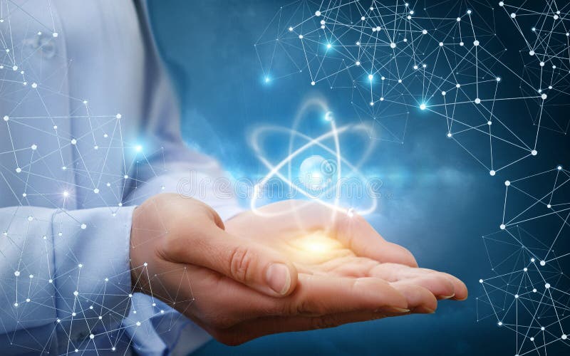 Atom Molecule in Female Hands. Stock Image - Image of atom, hands: 94032671