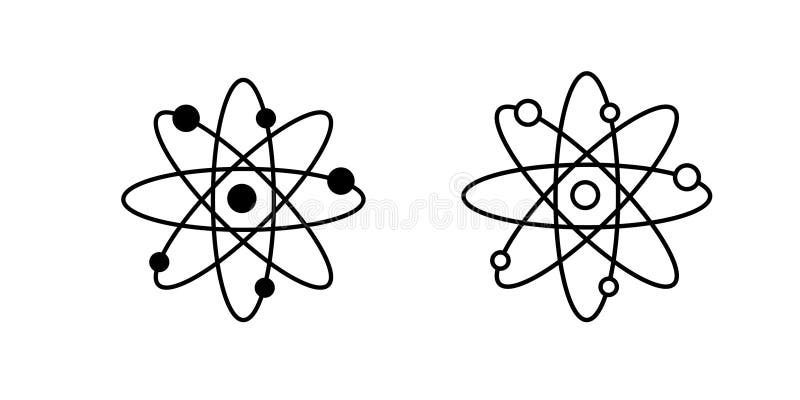 Atom Icon in Line Design. Set Gray Molecule Symbol or Atom Symbol ...